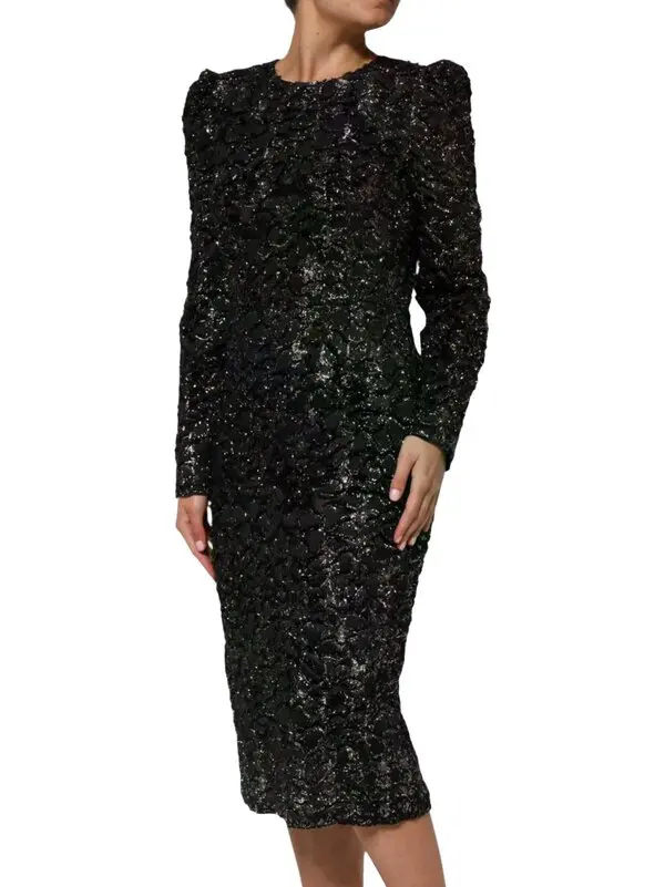 Dolce & Gabbana Sequined Boucle-tweed Midi Dress - Black