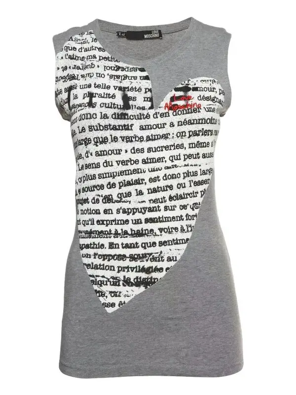 Moschino Sleeveless Heart Print Tank Top - Grey