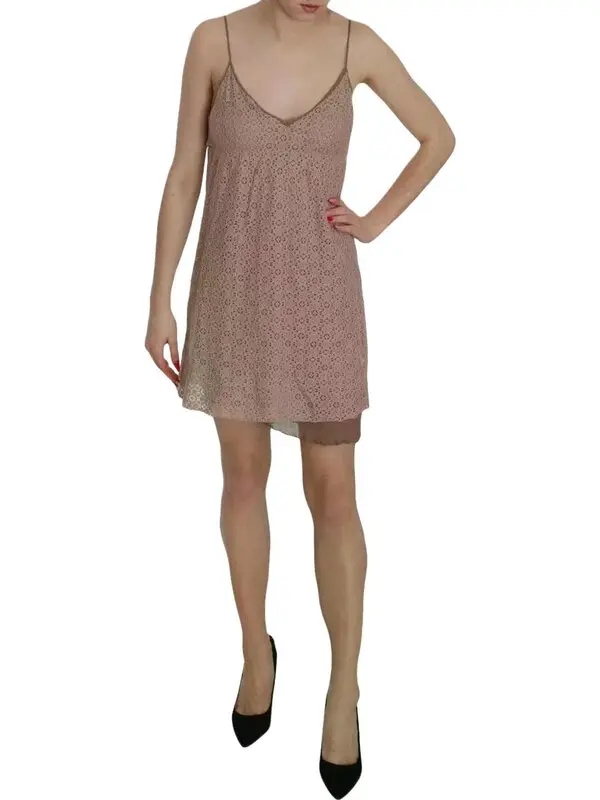 PINK MEMORIES Lace Spaghetti Strap Mini Dress - Neutrals