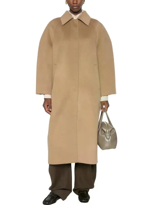 RÓHE Raglan-sleeve Concealed-fastening Coat - Brown
