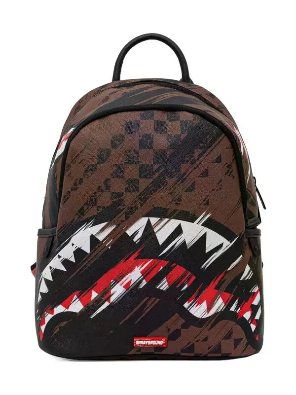 SPRAYGROUND Smeared Shark-print Backpack - Brown