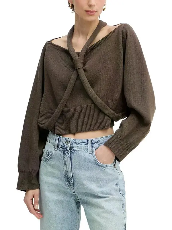 HAVEONE Knotted Detail Sweater - Brown
