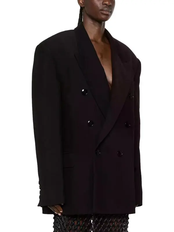 A.M.G. Double-breasted Peak-lapel Jacket - Black