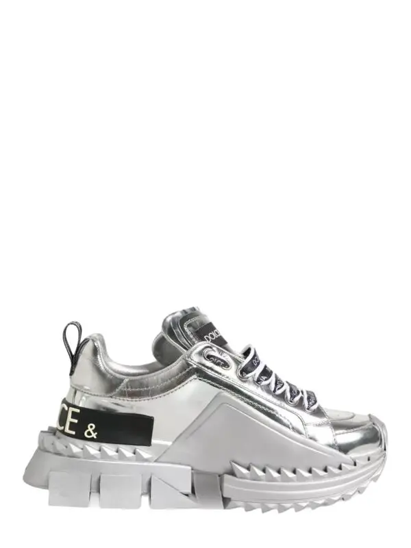 Dolce & Gabbana Super Queen Sneakers With Metallic Finish - Silver
