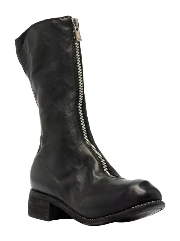Guidi Front-zip 45mm Leather Boots - Black