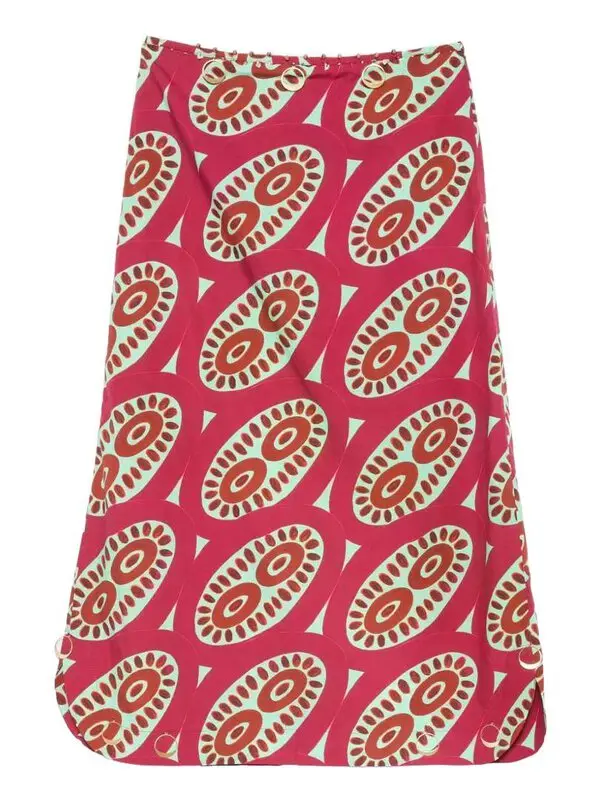 Themis Z Selena Geometric Print Midi Skirt - Pink
