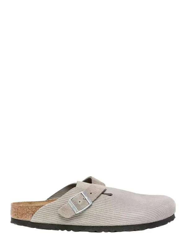 BIRKENSTOCK Boston Embossed Suede Clogs - Grey