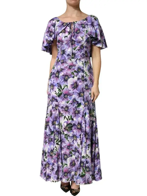Dolce & Gabbana Floral Print Maxi Dress - Purple