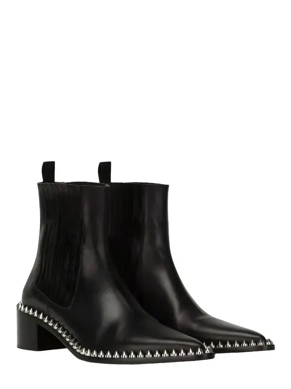Dolce & Gabbana Studded Leather Ankle Boots - Black