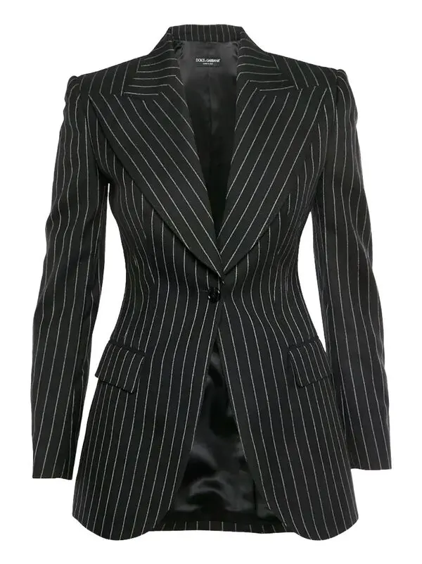 Dolce & Gabbana Pinstripe Peak-lapel Blazer - Black