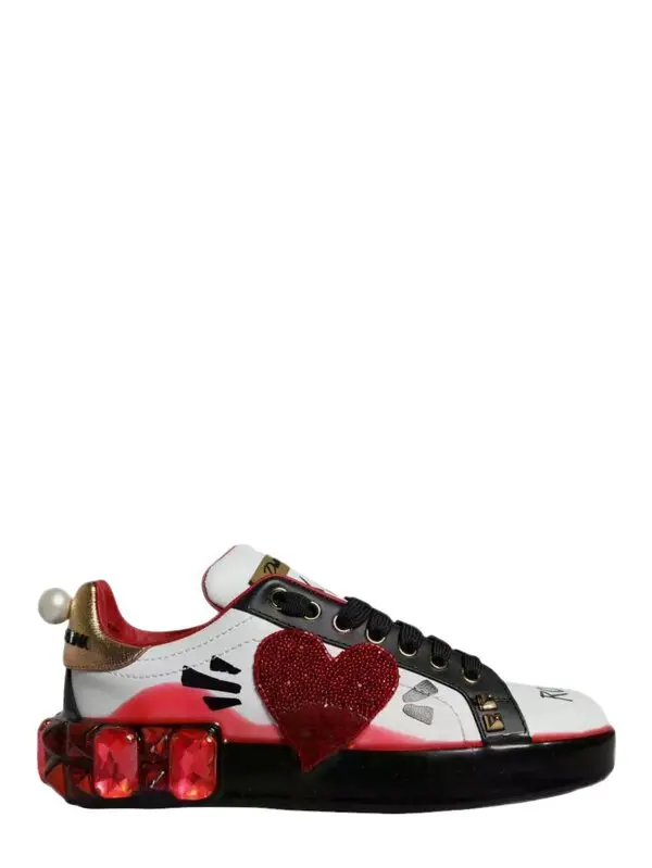 Dolce & Gabbana Portofino Heart-patch Sneakers - White