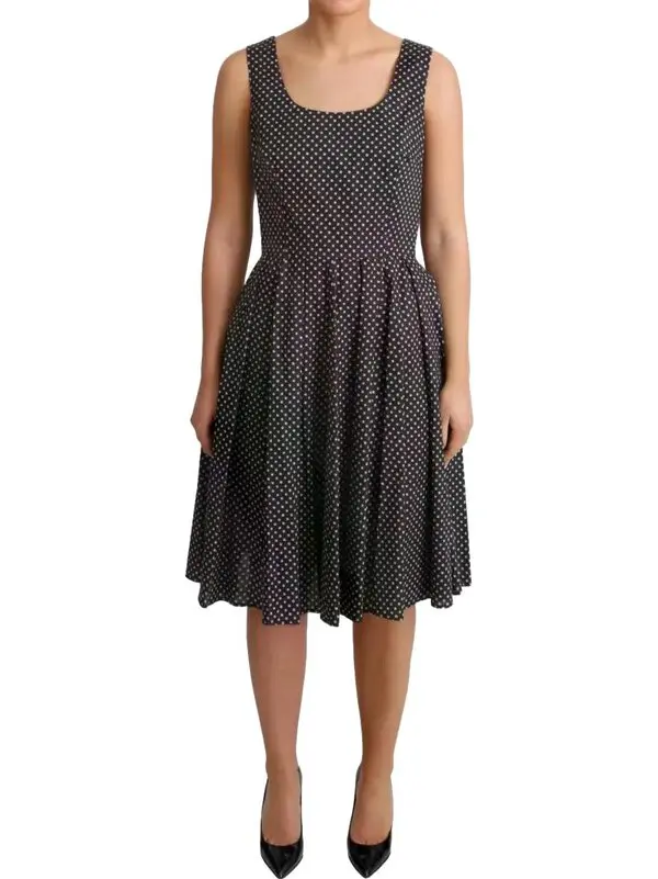 Dolce & Gabbana A-line Floral Print Midi Dress - Black