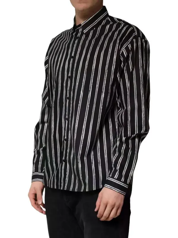 Dolce & Gabbana Stripe-print Cotton Shirt - Black