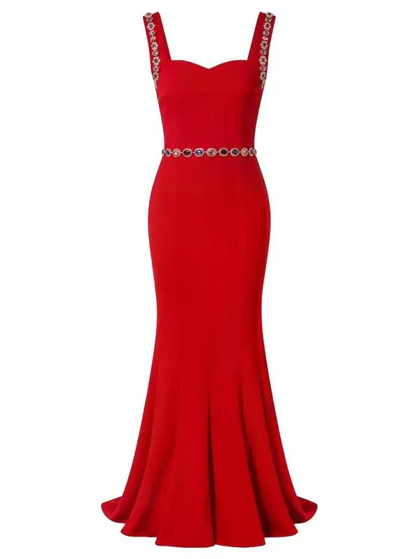 Dolce & Gabbana Embellished Mermaid Silhouette Maxi Dress - Red