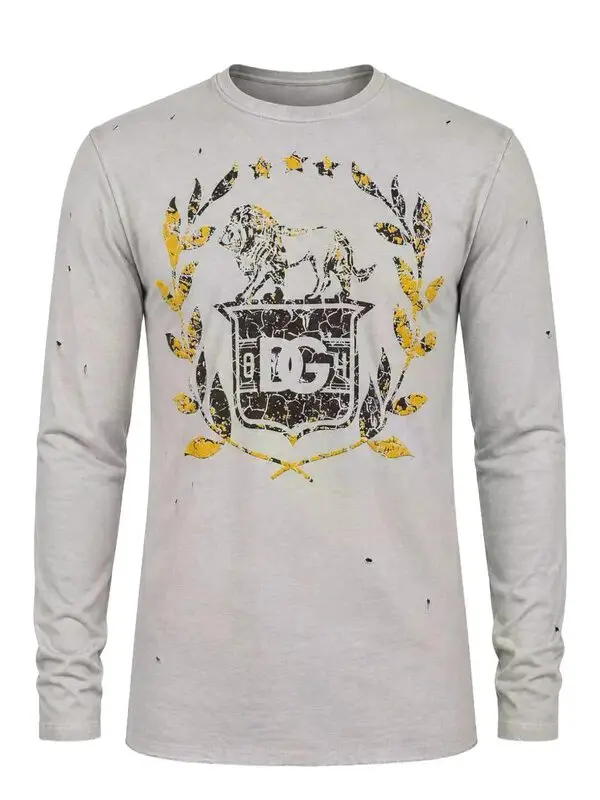 Dolce & Gabbana Distressed-finish Long-sleeve T-shirt - Grey