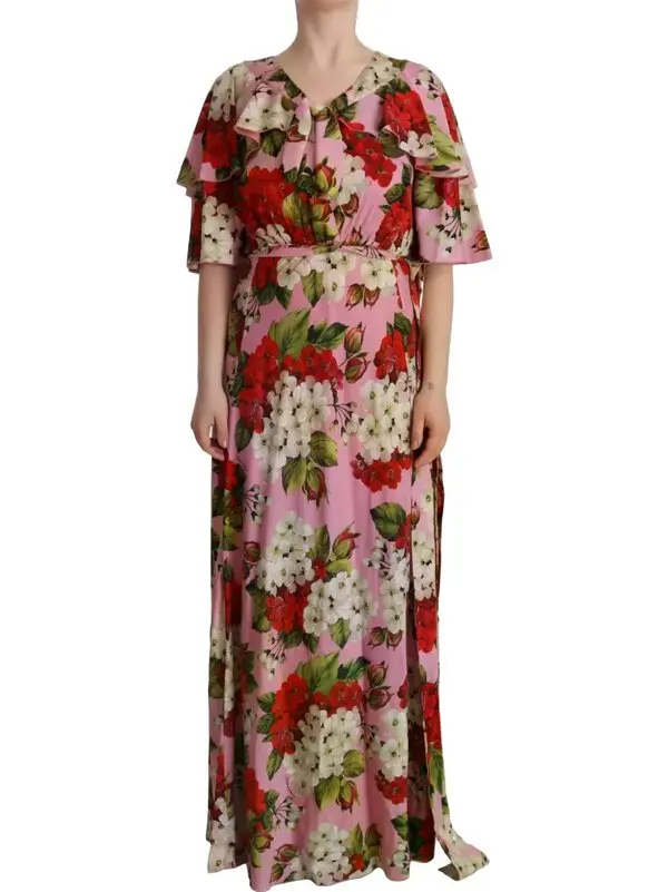 Dolce & Gabbana Floral Print Ruffled Maxi Dress - Pink