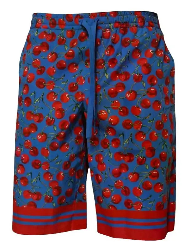 Dolce & Gabbana Cotton Cherry Print Shorts - Blue