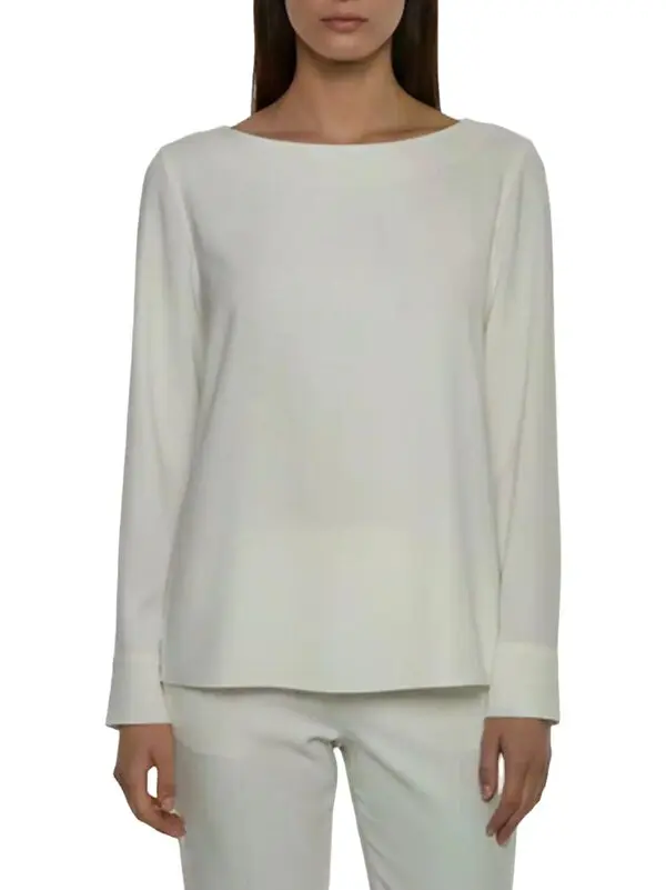Sonia Rykiel Paris Crew-neck Long-sleeved Crepe Blouse - White