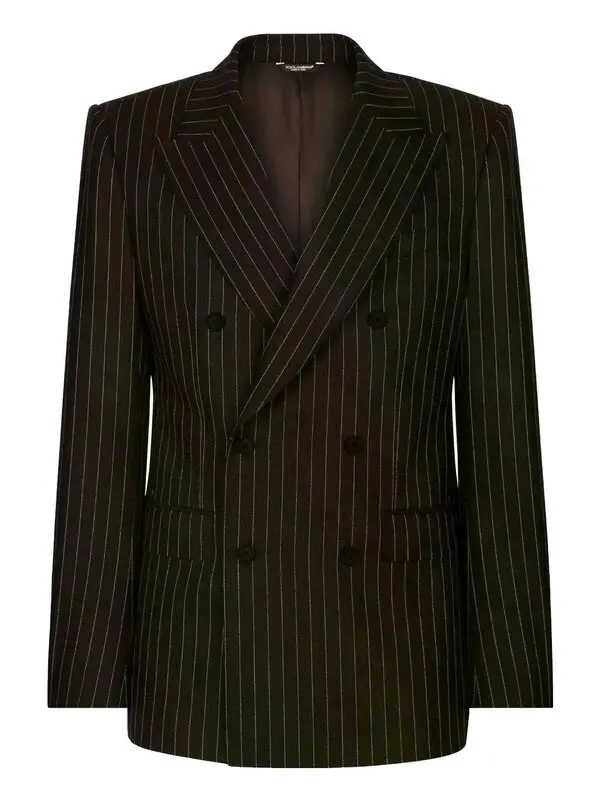 Dolce & Gabbana Sicilia Pinstripe Double-breasted Blazer - Black