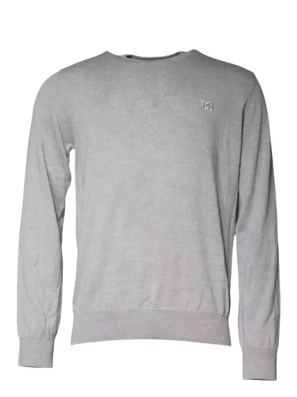 Dolce & Gabbana Wool Crew-neck Sweater With Embroidered Logo - Grey