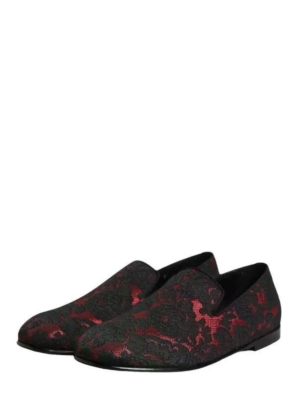 Dolce & Gabbana Jacquard Lace Pattern Loafers - Black