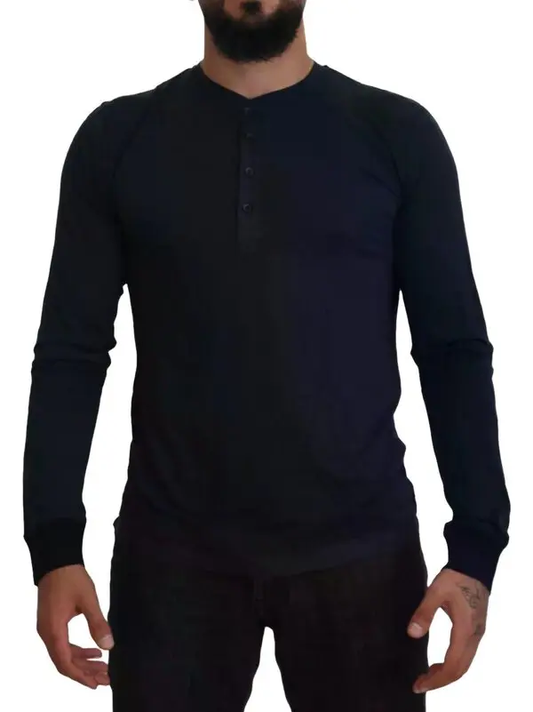 Dolce & Gabbana Henley-neck Long-sleeve Polo Shirt - Blue
