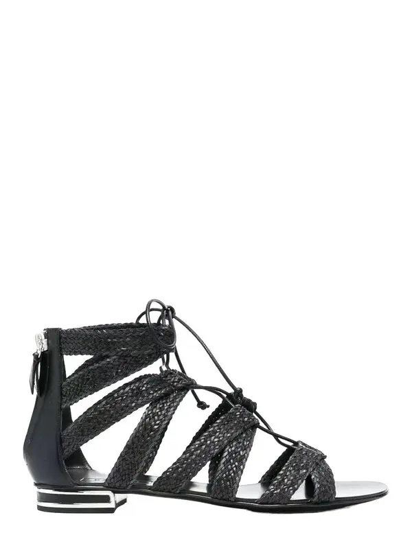 Casadei Spartan Woven Gladiator Sandals - Black