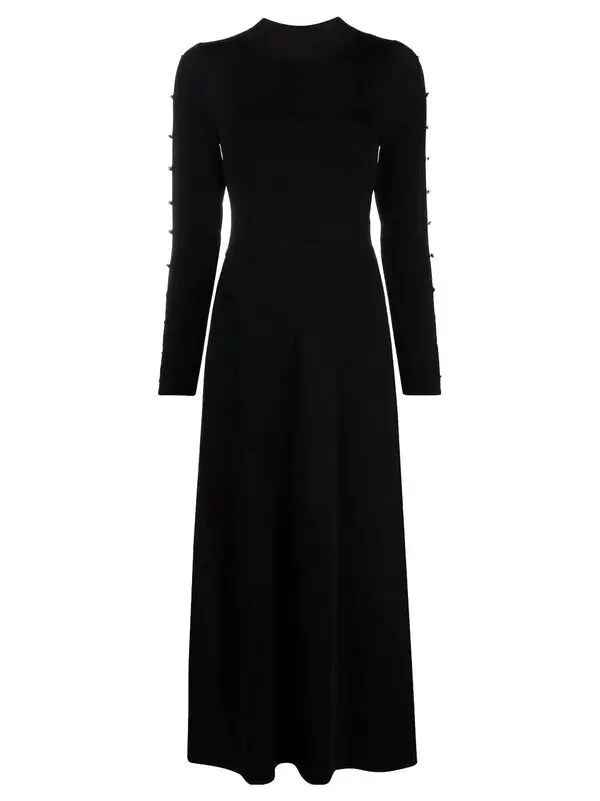 Sandro Silvia Button-sleeve Long Dress - Black