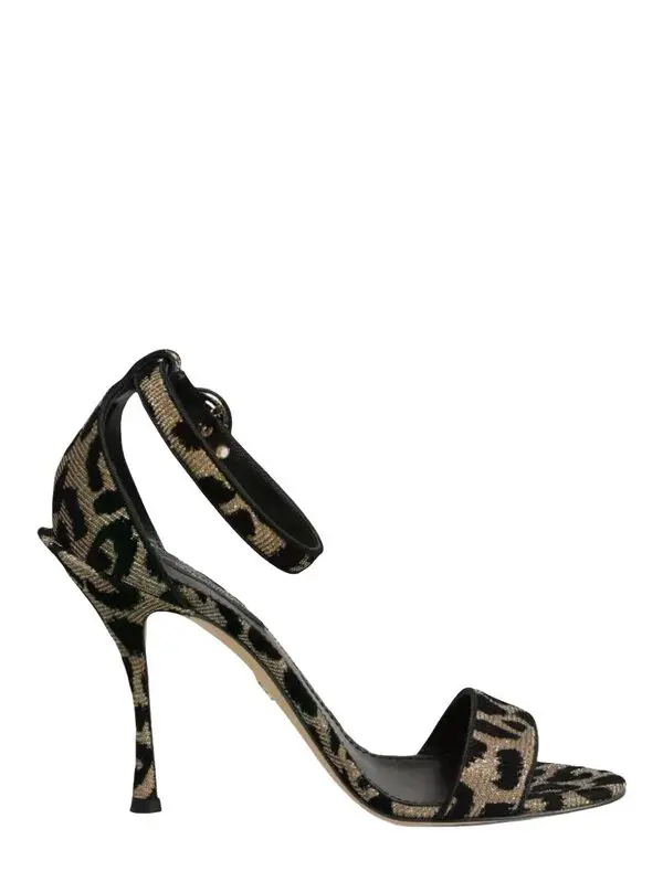 Dolce & Gabbana Leopard Print Stiletto Sandals - Gold