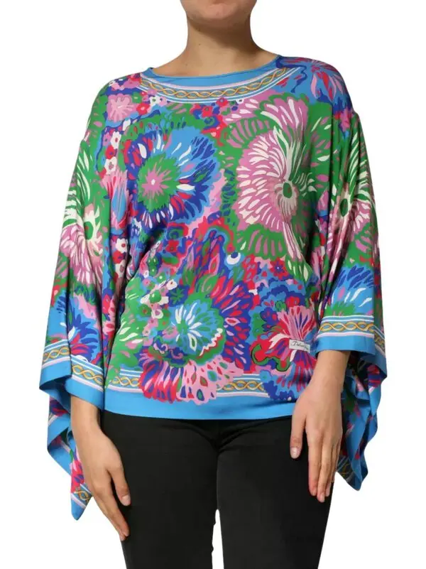 Dolce & Gabbana Floral Print Silk Top - Blue