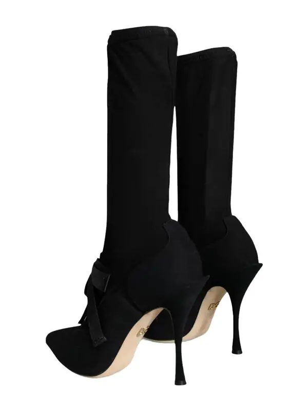 Dolce & Gabbana Sock Lace-up Heeled Boots - Black
