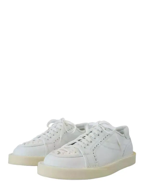 Dolce & Gabbana Perforated Leather Lace-up Sneakers - White