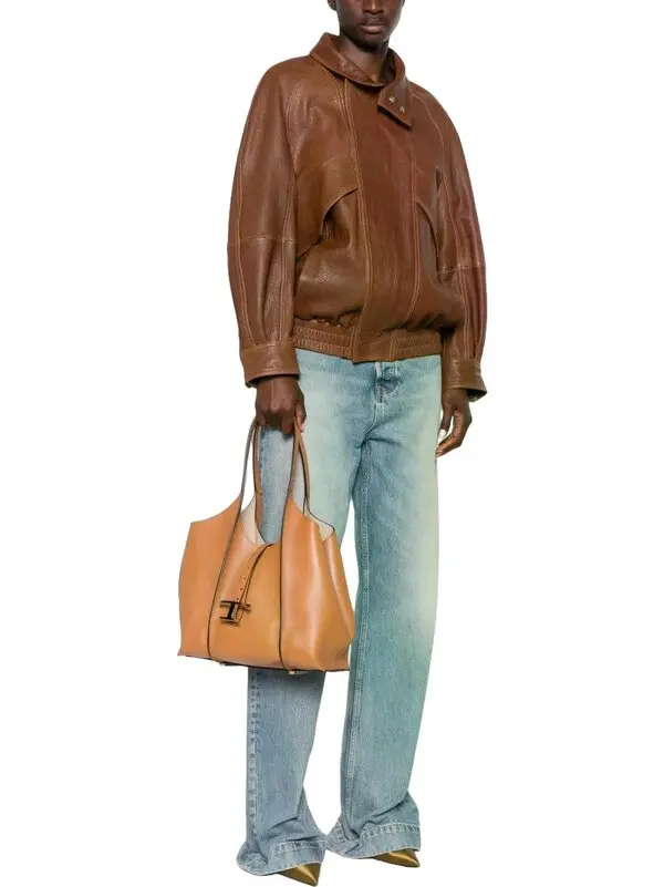 TOD'S T Timeless Leather Tote Bag - Brown