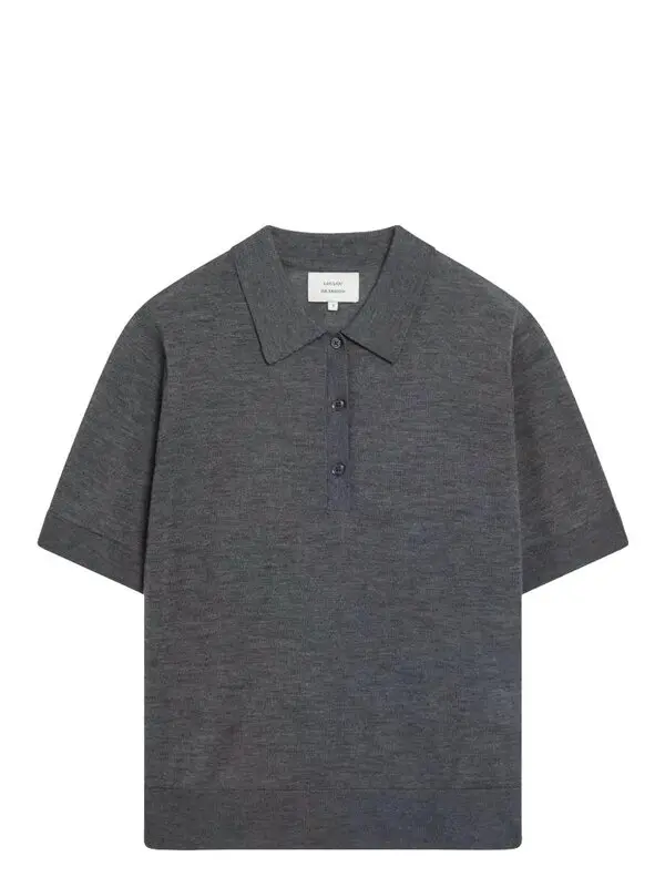 Loulou De Saison Cashmere Short Sleeve Polo - Grey