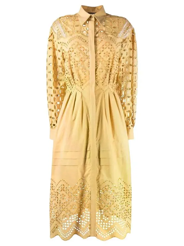 Alberta Ferretti Broderie Anglaise Shirtdress - Yellow
