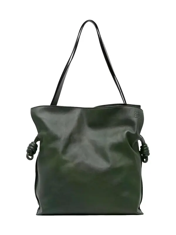 Loewe Calfskin Flamenco Knot Clutch Tote Bag - Green