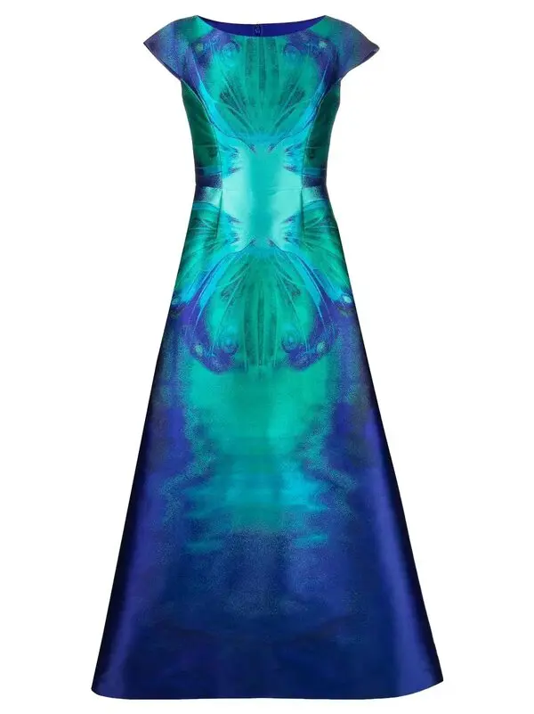Alberta Ferretti Butterfly Print A-line Gown - Blue