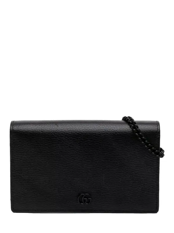 Gucci Gg Marmont Calfskin Wallet On Chain Crossbody Bag - Black