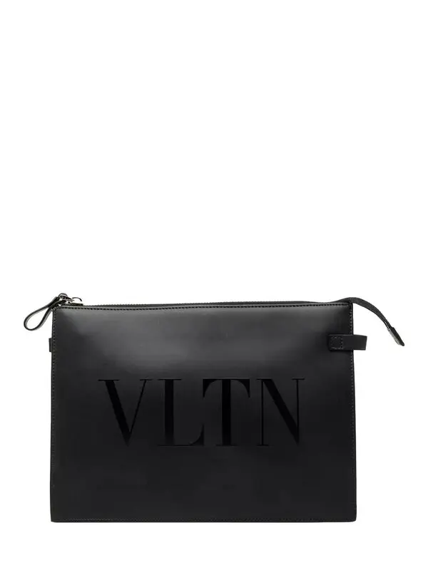Valentino Garavani Leather Vltn Clutch Bag - Black