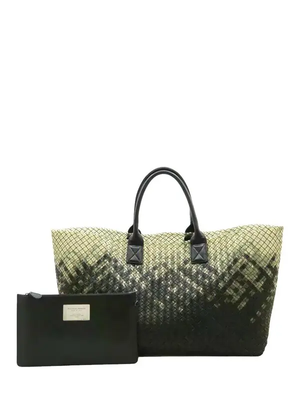 Bottega Veneta Large Lambskin Gradient Intreccio Cabat Tote Bag - Black