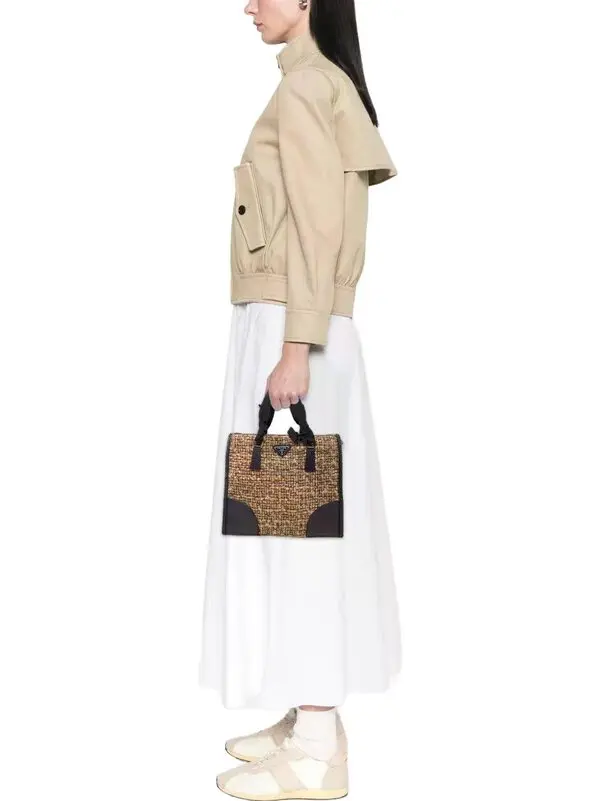 Prada Vitello Tweed Flat Handbag - Brown
