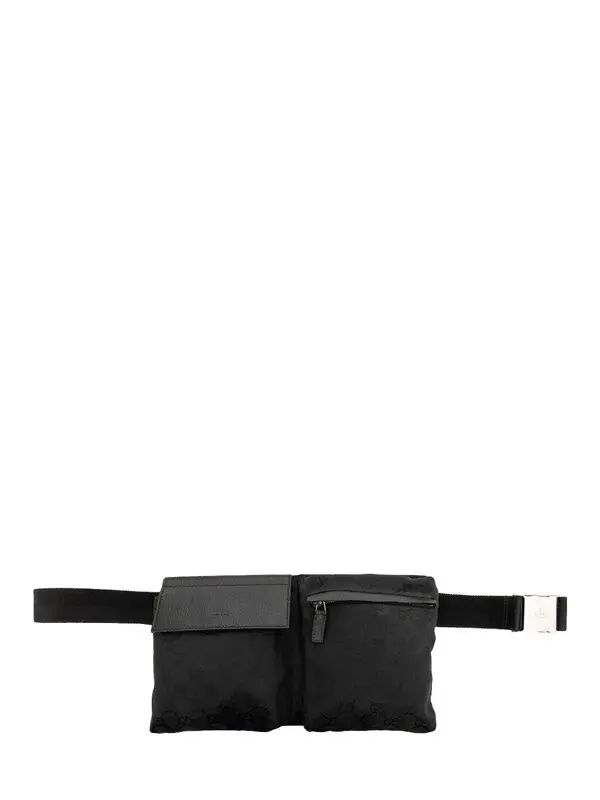 Gucci Gg Canvas Double Pocket Belt Bag - Black