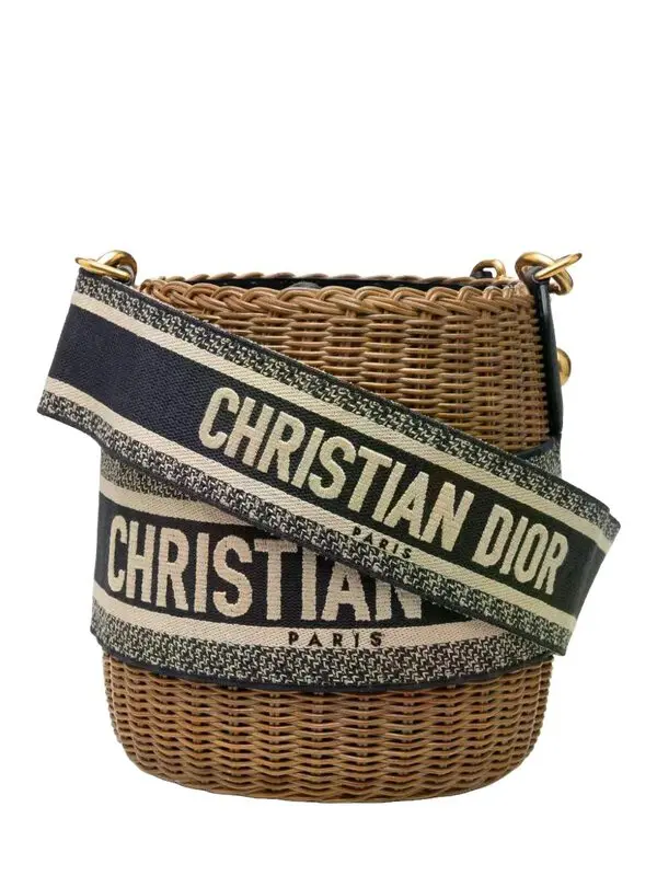 Dior Woven Rattan Bucket Bag - Brown