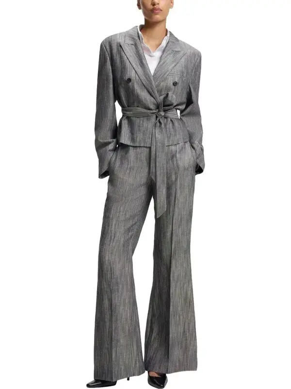 BOSS Buttoned Flared Trousers - Grey