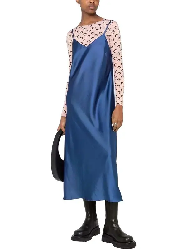 BLANCA VITA Satin Finish Slip Dress - Blue