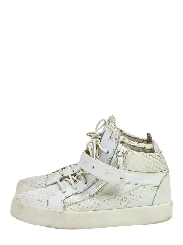 GIUSEPPE ZANOTTI Python-embossed Leather Sneakers - White