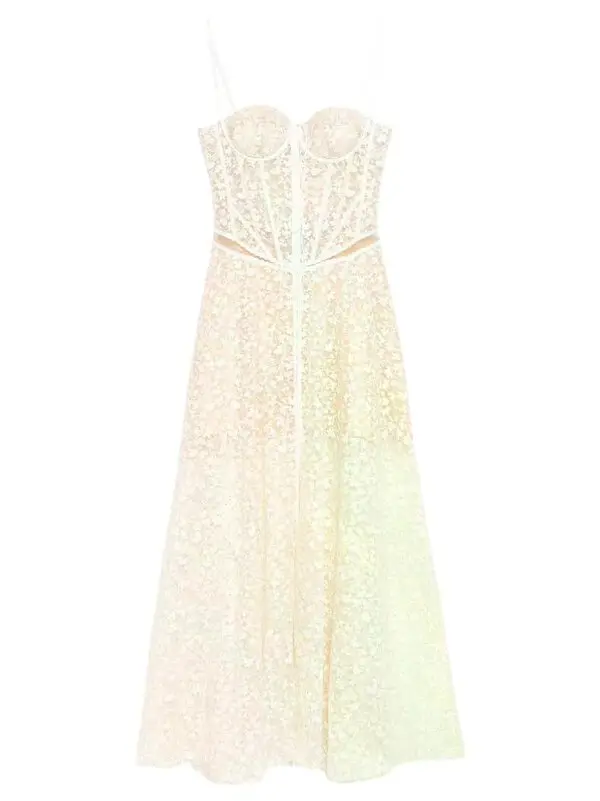 MONTSAND Ivory White Floral Lace Corset Midi Dress - Neutrals