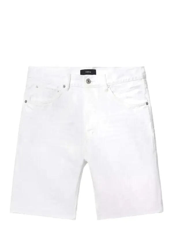 PURPLE BRAND Optic Denim Relaxed Fit Shorts - White