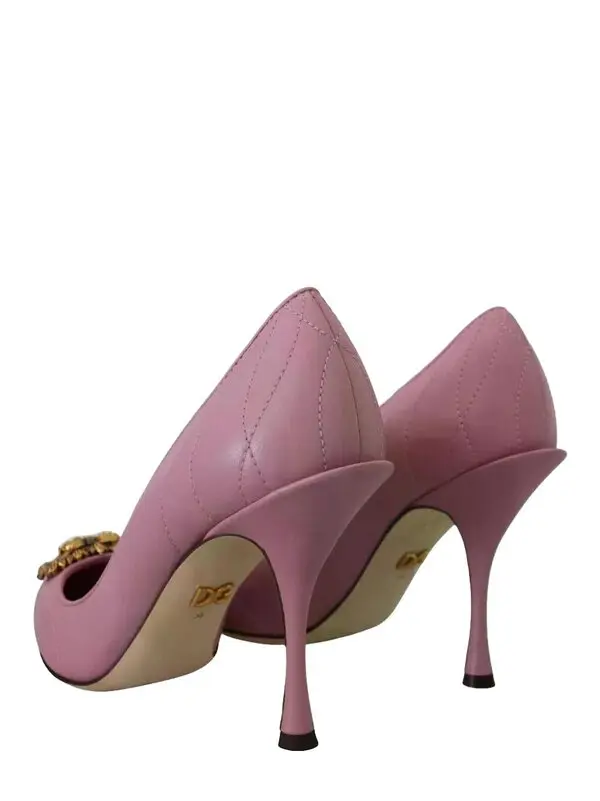 Dolce & Gabbana Devotion Quilted Leather Pumps With Heart Embellishment - Pink