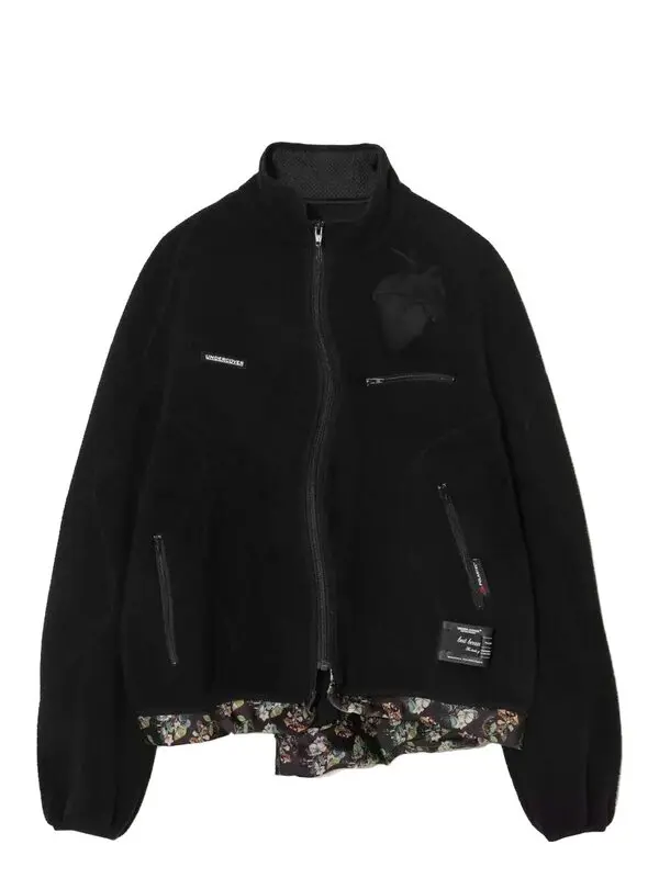 Undercover Fleece Heart Patch Zip-up Jacket - Black